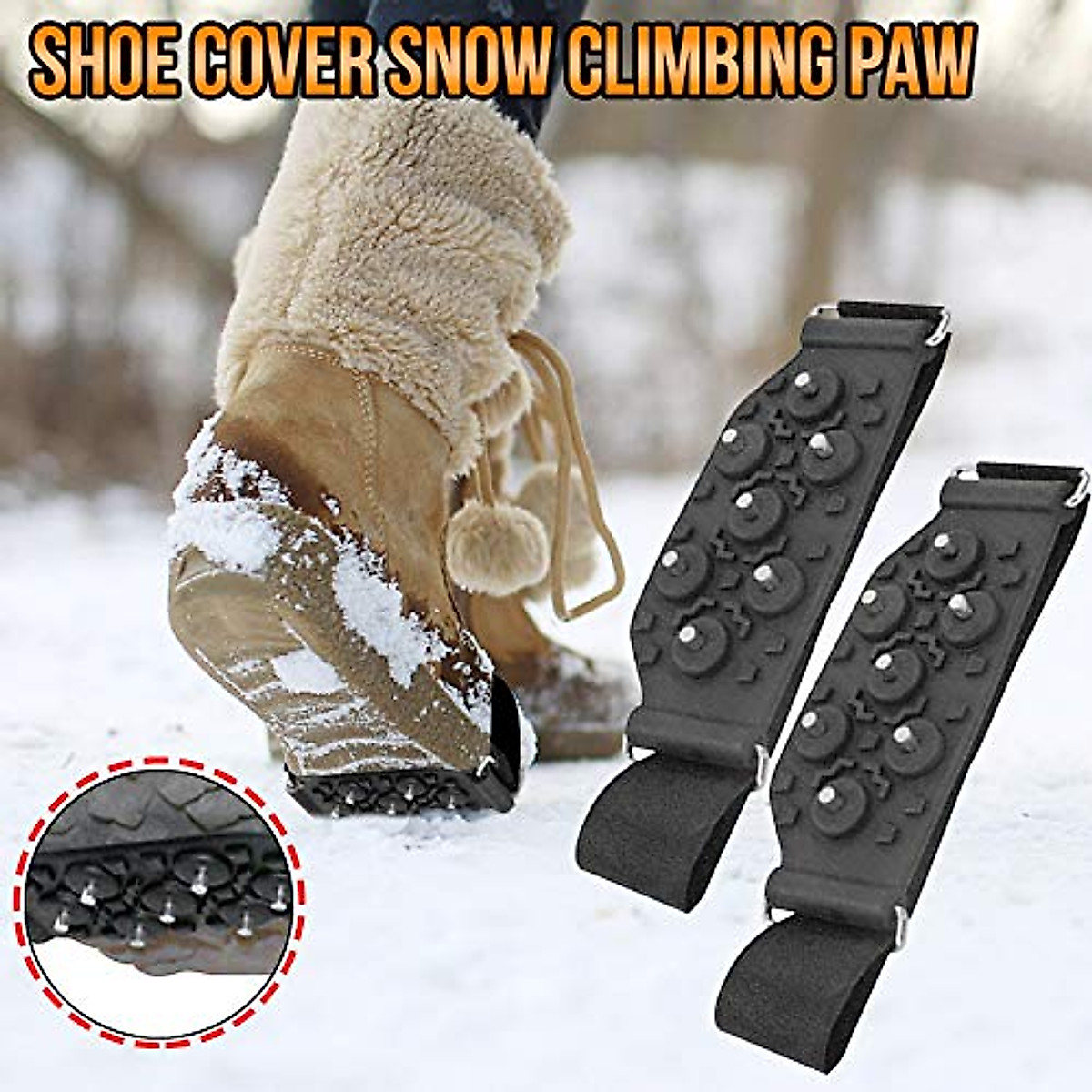 Universal Strap Grippers Spikes Winter Boots Grips Metal Studs Shoes Snow Patio Lawn & Garden Cooking Utensils Holder Wood (AS SHOW, One Size)