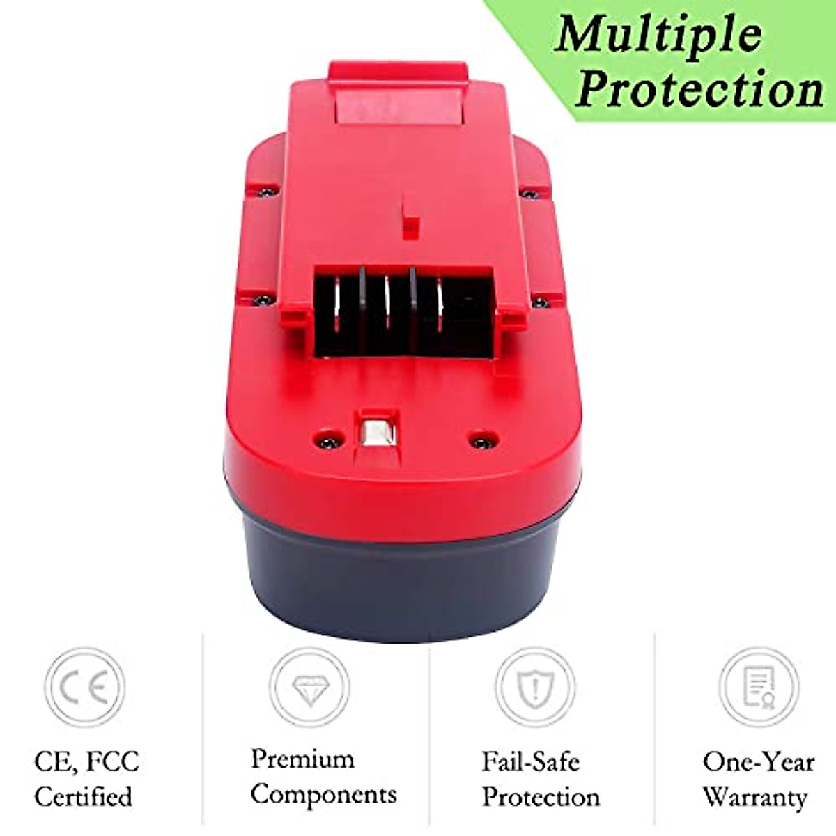 2 Packs 3.6AH HPB18 Replacement Battery Compatible with Black and Decker 18V Battery Ni-Mh HPB18 244760-00 A1718 FS18FL FSB18 Firestorm（Red）