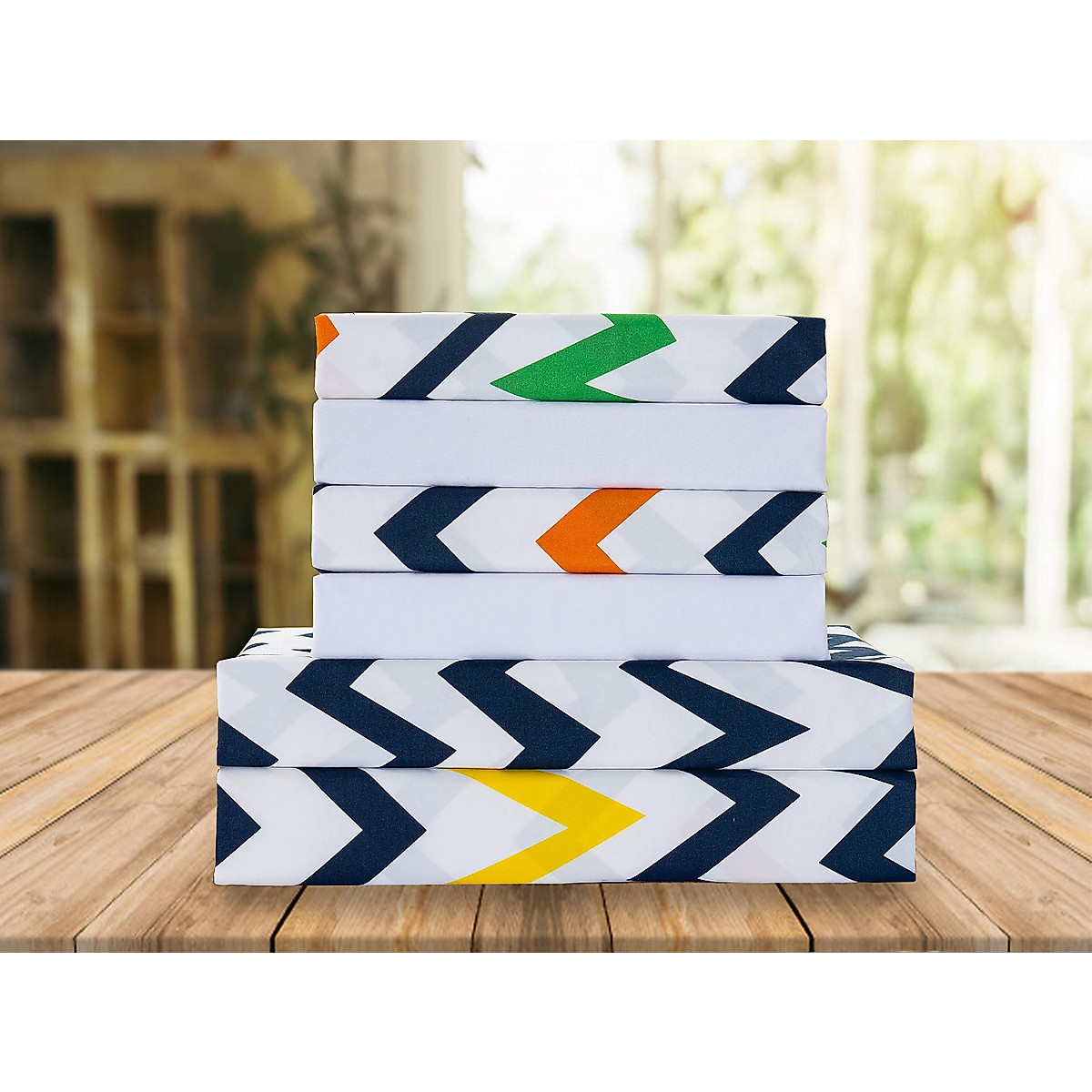 Elegant Comfort Luxury Soft Bed Sheets Chevron Pattern - 1500 Premium Hotel Quality Microfiber Softness Wrinkle and Fade Resistant (6-Piece) Bedding Set, Queen, Chevron Colorful