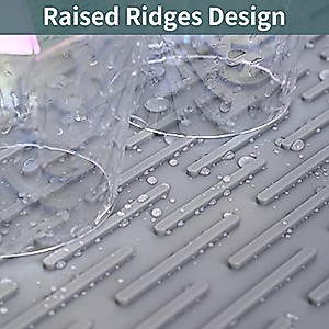 Extra Large Silicone Dish Drying Mat - XL Size 23” x 18” Dish Rack Mat for Kitchen Counter, Heat-resistant Rubber Dish Mat, Non-Slip Silicone Sink Mat, Eco-friendly Counter Top Mat, BPA Free, Grey