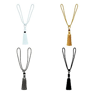 MALANOV 2 Pack Curtain Beaded Tassels Tiebacks Tie-Backs, Curtain Handmade Holdbacks, Polyester Beaded Curtain Tieback - Grey