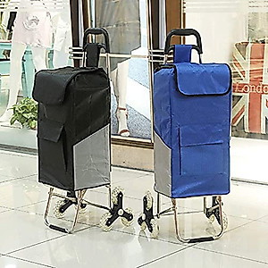 Shopping Trolley on Wheels Multi Function Shopping Cart Fashion Folding Portable Luggage Small Trailer Labor-Saving Large Capacity Stainless Steel Rod Storage Hand Trucks,B ,