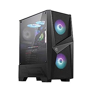 MSI MAG Series FORGE 100R, Mid-Tower Gaming PC Case: Tempered Glass Side Panel, ARGB 120mm Fans, Liquid Cooling Support up to 240mm Radiator, Mesh Panel for Optimized Airflow