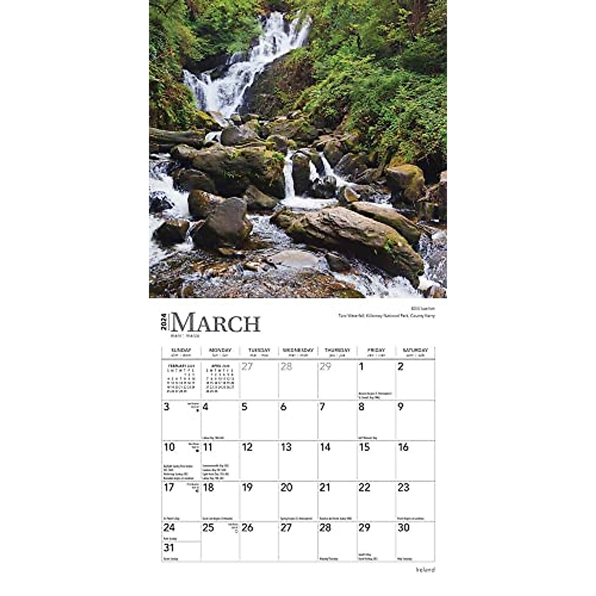 Ireland | 2024 7 x 14 Inch Monthly Mini Wall Calendar | BrownTrout | Scenic Travel Dublin Irish