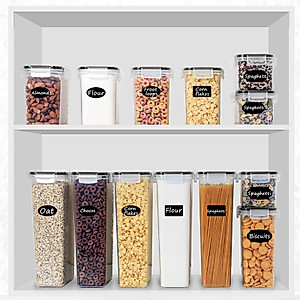 RAZCC Airtight Food Storage Containers Set, 36 PACK Cereal Storage Containers for Kitchen and Pantry Organization BPA Free Kitchen Canisters for Cereal, Rice, Flour & Oats, Free Marker and Labels