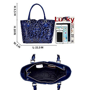 PIJUSHI Designer Handbags For Women Floral Purses Top Handle Handbags Satchel Bags (22328 Blue