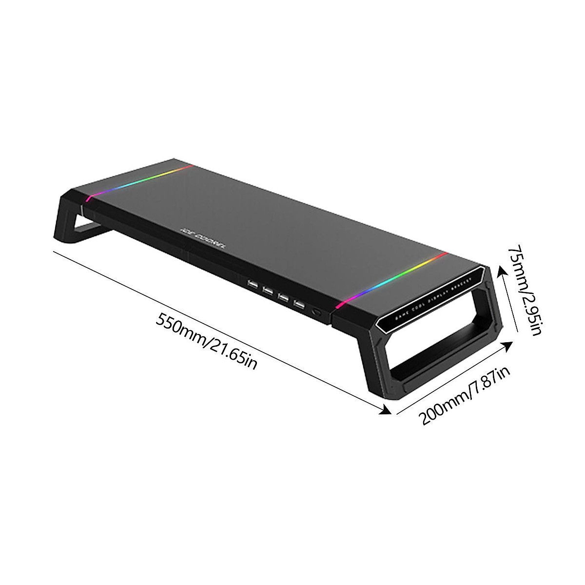 Monitor Stand Riser, Adjustable Height PC Stand Riser, RGB 4 USB3.0 Hub Ports, Foldable Computer Monitor Riser, Monitor Stand Riser For Desk, T1 Ergonomic PC Stand Riser Organizer, Desk Accessories