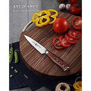 TUO Utility Knife, Small Kitchen Knife, 5 inch Paring Knife High Carbon German Stainless Steel Cutlery with Ergonomic Pakkawood Handle