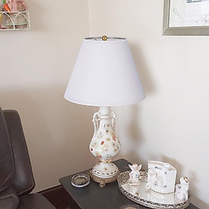 TOCHIC Lamp Shades Large White Empire Lampshade for Table Desk Lamp, Floor Lamp, Bedside Lamp, Assemble Required, DIY Natural Linen Hand Crafted Fabric Lamp Cover, Spider Fitter, 16"x8"x11.3"