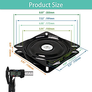 6" Square Swivel Replacement for Recliner Chair or Furniture - Ball Bearing Swivel A3 Steel Plate