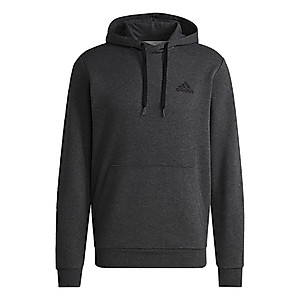adidas Men's Essentials Fleece Hoodie, Dark Grey Heather/Black, X-Large