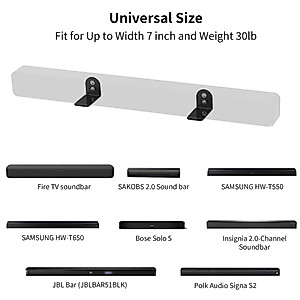 HomeMount Universal Soundbar Wall Mount - Adjustable Sound bar Mounts Mounting Shelf Stand Bracket for Fire TV/Samsung/TCL Channel Home Theater/LG/Vizio/Polk Audio/Klipsch/Insignia/JBL/Sony Sound Bars
