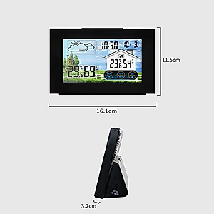 XARONF Weather Stations, Indoor Outdoor Weather Station, Home Weather Station Multiple Sensors with Atomic Clock, Indoor Outdoor Humidity Thermometer Monitor Digital Forecast Weather Stations, Black