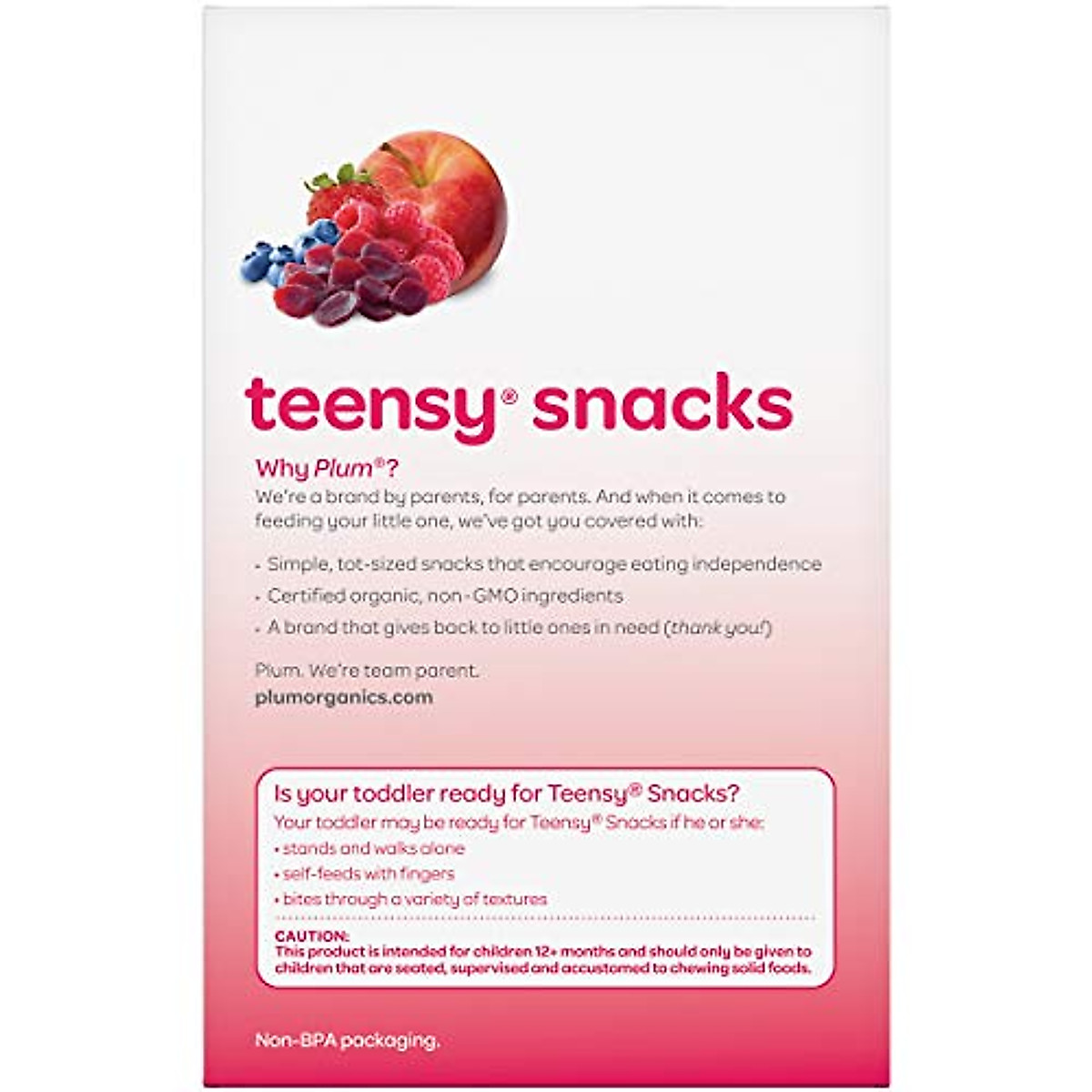 Plum Organics Teensy Snacks Organic Toddler Fruit Snacks, Berry, 1.75 Ounce Bags (Box of 5)