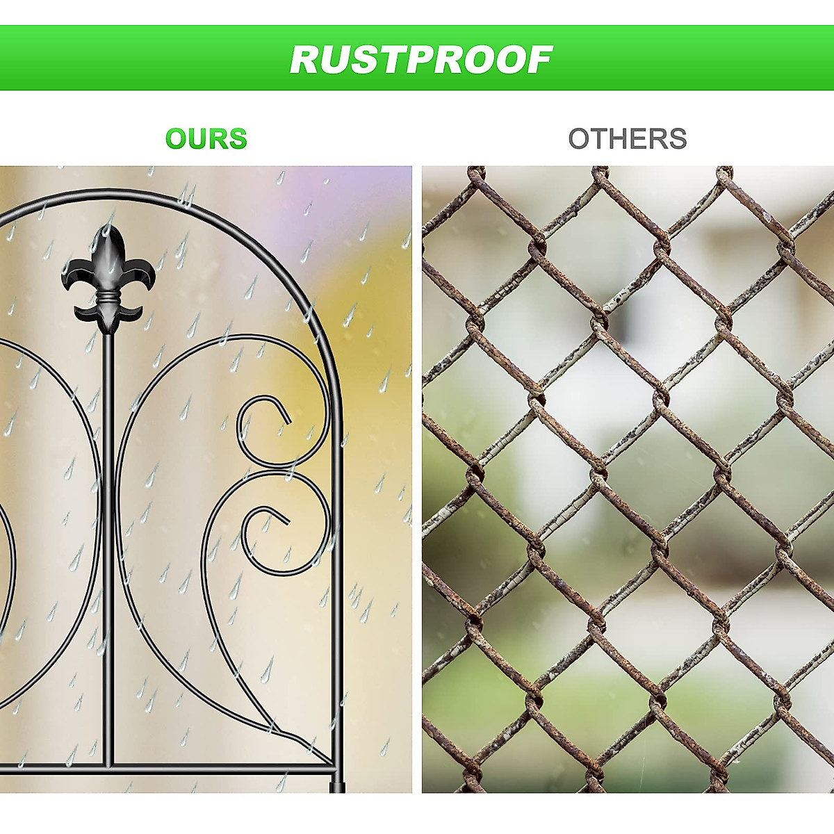 Skcoipsra Decorative Garden Fence 10 Pack, 24in(H) x 10ft(L) Animal Barrier Fence, Rustproof Metal Fencing for Yard, Dog Rabbits Wire Section Garden Edging Border for Yard Patio Garden, Arched