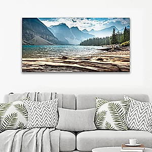 WRHIDBLSWRW Framed Canvas Wall Art Print On Canvas Moraine Lake in Banff National Park Canada Pictures Posters Artwork for Living Room Bedroom Ready to Hang Wall Decor 20X40