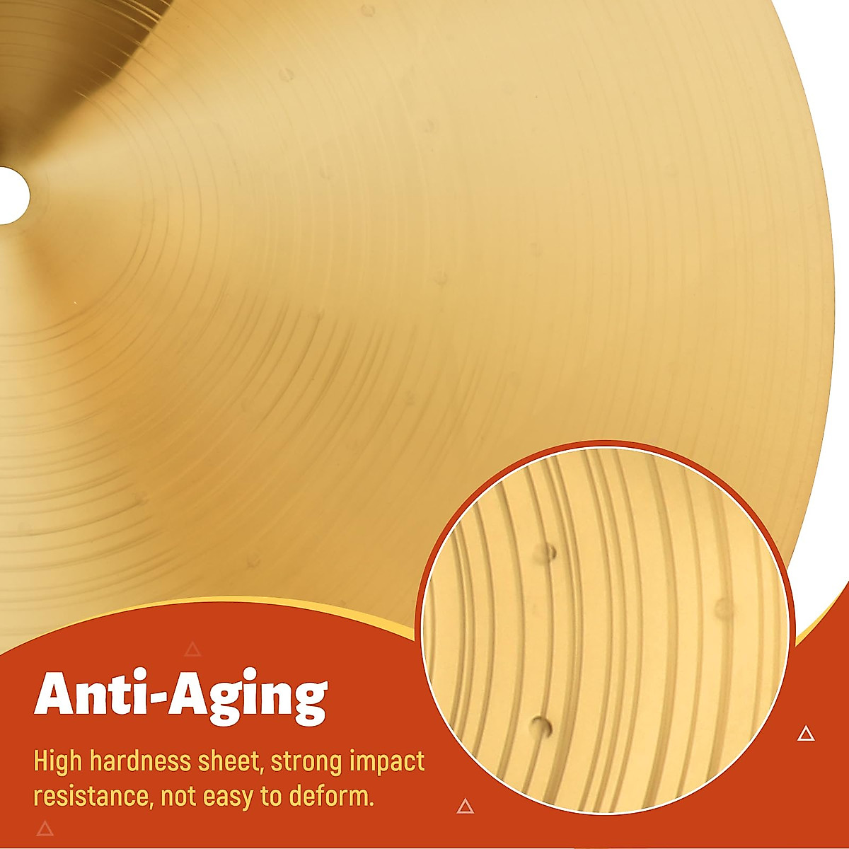 Gazechimp Professional 2pcs Drum Cymbal Hi Hat, Band Rhythm Percussion Instrument Parts Golden 14inch