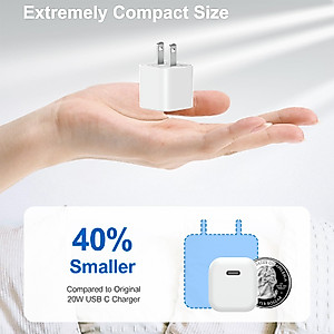 USB C Wall Charger Block, Agtray 2-Pack USB Type C Mini Phone Charger Cube Fast Charging Brick Travel Plug Power Adapter Box for Phone 15/14/13/12, Pad Air Mini Pro, Galaxy S23, Watch, Earbuds (White)