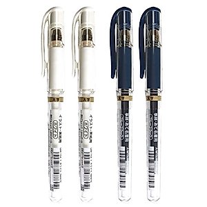 Uni-Ball UM-153 Signo Gel Ink Ballpoint Pen Value Set, White & Blue Black, Bold 1.0 mm, 2 Pens Each - Total 4 Pack (Japan Import)