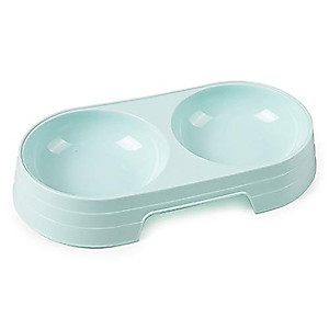 FUUIE Bowls for Food and Water Easy to Clean Bowl Pet Food Water Feeder, Candy Color Plastic Pet Double Bowls,Dog Cat Bowl Pet Feeding Supplies (Color : Blue)