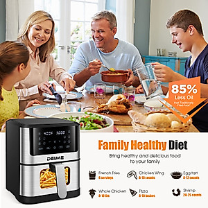Air Fryer 6.2 QT Oilless 1500W Large Capacity Oven Air Fryers Healthy Cooker with 10 Preset, Visual Cooking Window, Non-Stick Basket, Included Recipe