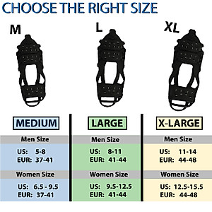 Limm Crampons Ice Traction Cleats Large - Lightweight Snow Cleats for Walking on Snow & Ice - Anti Slip Shoe Grips Quickly & Easily Over Footwear - Portable Ice Grippers for Shoes & Boots