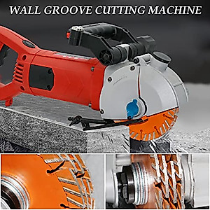 TIEKJOT Electric Wall Chaser Groove Cutting Machine Grooving Concrete Cutter 110V 4800W for Brick Slotting Groover Power Masonry Saw With 5Pcs 5Inch Saw Blades Infrared Sighting and Dustproof