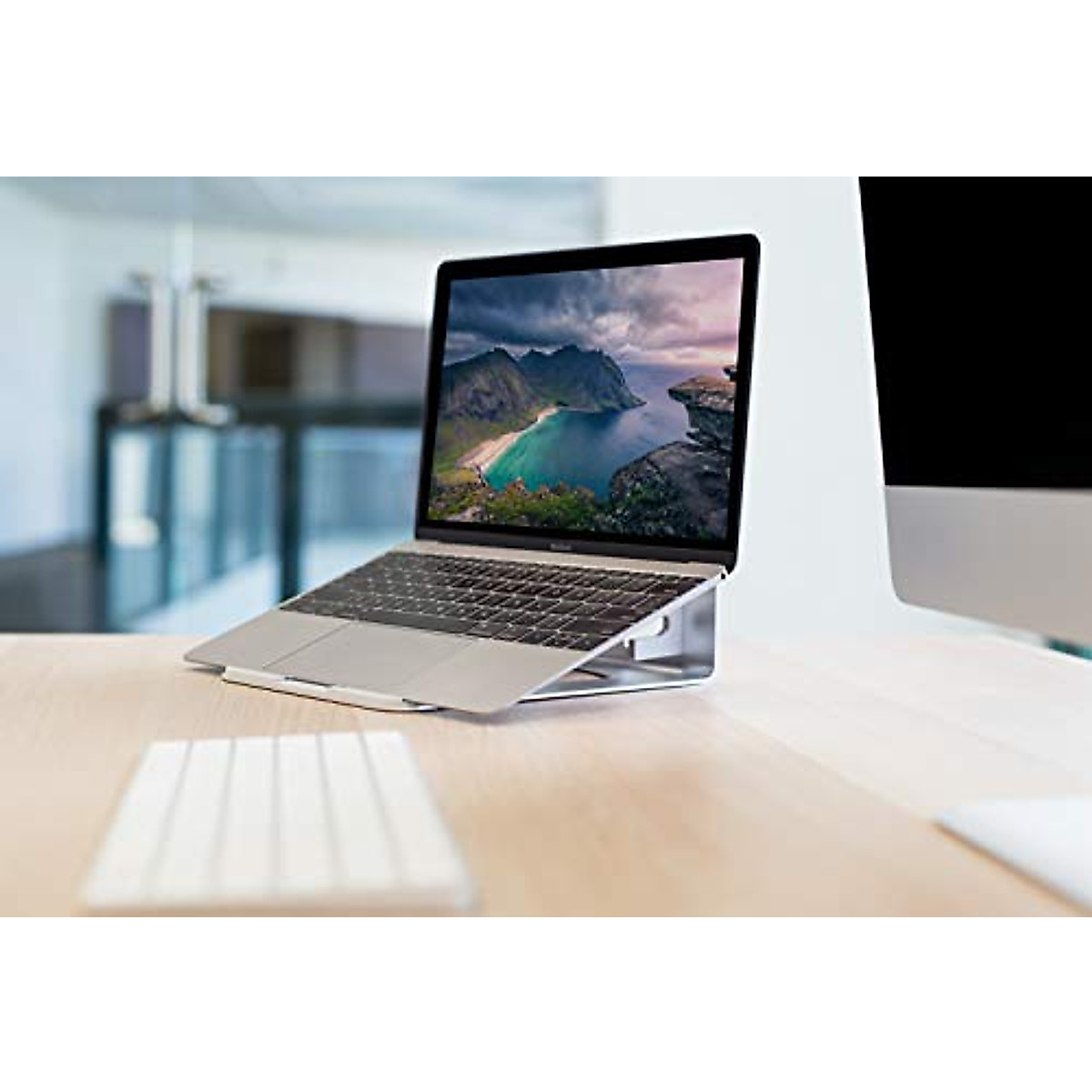 Mount-It! Vertical Laptop Stand - Aluminum Vertical Laptop Holder | 2 in 1 Laptop Riser for Desk | Vertical MacBook Stand for MacBook Air, MacBook Pro