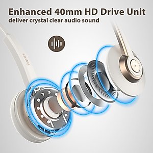 Wireless Headset with Microphone,Trucker Bluetooth headset V5.2 with AI Noise Canceling Mic&USB Dongle, Wireless Headphones with Charging Base and Mute Function for Computer/Phone/Office/Skype