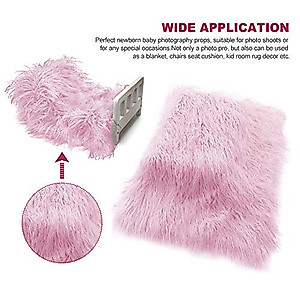 CALIDAKA Baby Photo Props Blanket,Newborn Faux Fur Photography Basket Stuffer Rug,Beanbag Background Backdrop Mat (Pink)