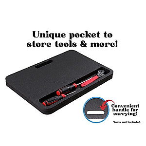 Polar Whale 4 Portable Knee Cushions with Tool Pocket for Home Garden Work Automotive Workshop and More Durable Thick Comfortable High Density Waterproof Black Foam 15 x 10 Inches Kneeling Pad