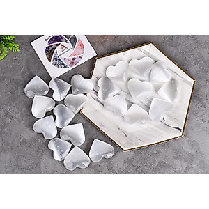 AMOYSTONE 20Pcs Selenite Crystal Heart Worry Stone 1.4-1.6" - Puffy Palm Pocket Heart Stone for Cleansing, Protection and Home Decoration Gift