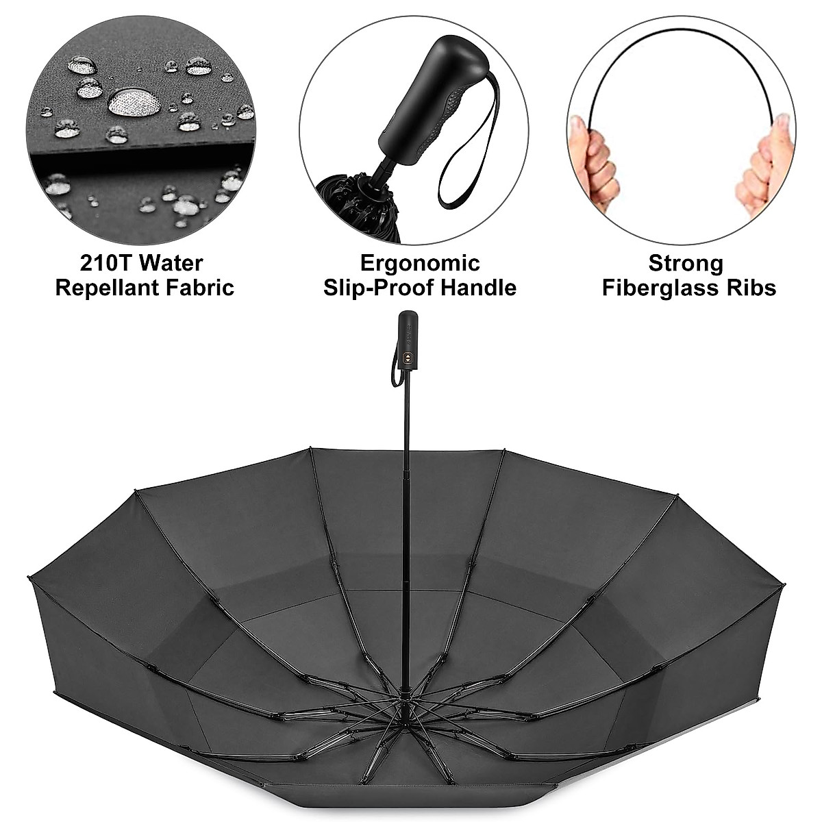 G4Free 42/46/54/62 Inch Large Golf Umbrella Compact Reverse Travel Umbrella 10 Ribs Windproof for Rain Double Canopy Automatic Open Close