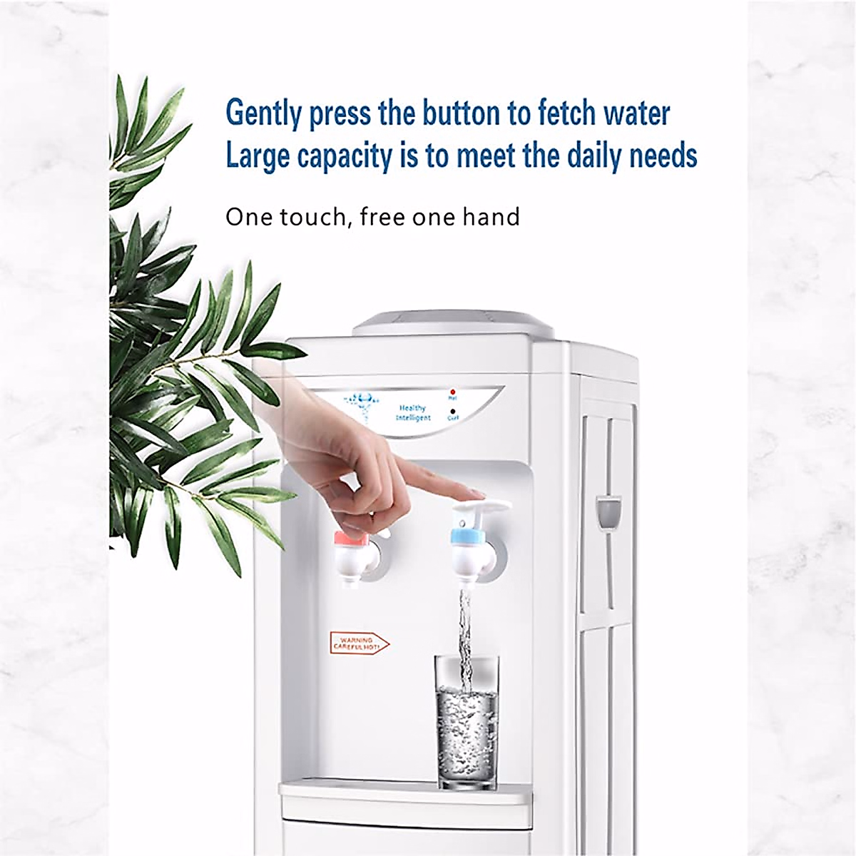 Top Loading Water Cooler Dispenser, 5 Gallon Bottles Hot & Cold Water Cooler Dispenser, Child Safety Lock Water Cooler for Indoor Home Office Use with Storage Cabinet, White
