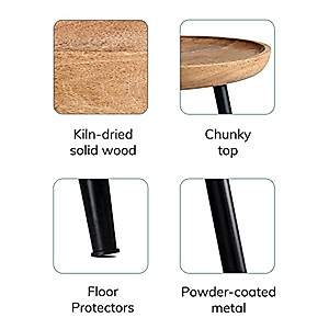 MH London Side Table - Dilan Tri Pin Small Table. Exclusively Designed Hand-Crafted Small Nightstand. Solid Wood Round End Table. Contemporary Accent Table for Bedrooms, Living Rooms and Home Office