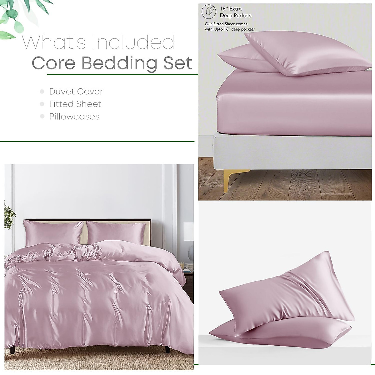 Linenwalas Tencel Lyocell Duvet Cover Set with Deep Pocket Fitted Sheet, Viscose Made from Eucalyptus Soft, Lightweight and Breathable Complete Bedding Set (Lilac, Queen)