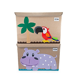 HYGGE + Animial Toy Storage Bin with Lid 20.8" x 13" x 13" Durable fabric & lightweight design. Great for storing toys, books, linens, games, clothing, baby products & more! (Safari Pack)
