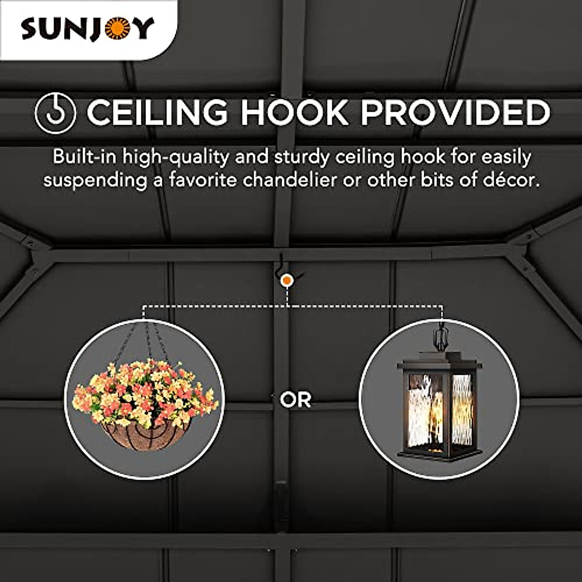 Sunjoy 12 x 16 ft. Wood Gazebo, Outdoor Patio Steel Hardtop Gazebo, Cedar Framed Wooden Gazebo with 2-Tier Metal Roof, Suitable for Patios, Lawn and Backyard, Matte Black Roof + Gray Wood Frame