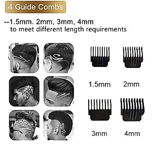 Professional Hair Trimmer, Zero Gapped T-Blade Close Cutting Hair Clippers for Men Rechargeable Cordless Trimmers for Haircut Beard Shaver Barbershop (4 Combs, Gold)
