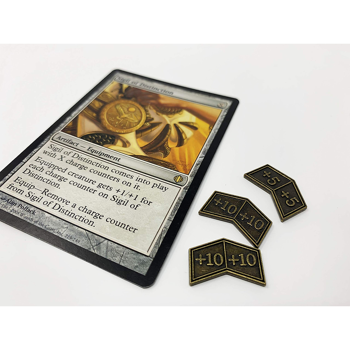 Citadel Black MTG Buff Counters Expansion Set of 30 Metal Tokens - with Velvet Drawstring Pouch, Antique Gold & Copper Finish Metal Tokens, Magic: The Gathering