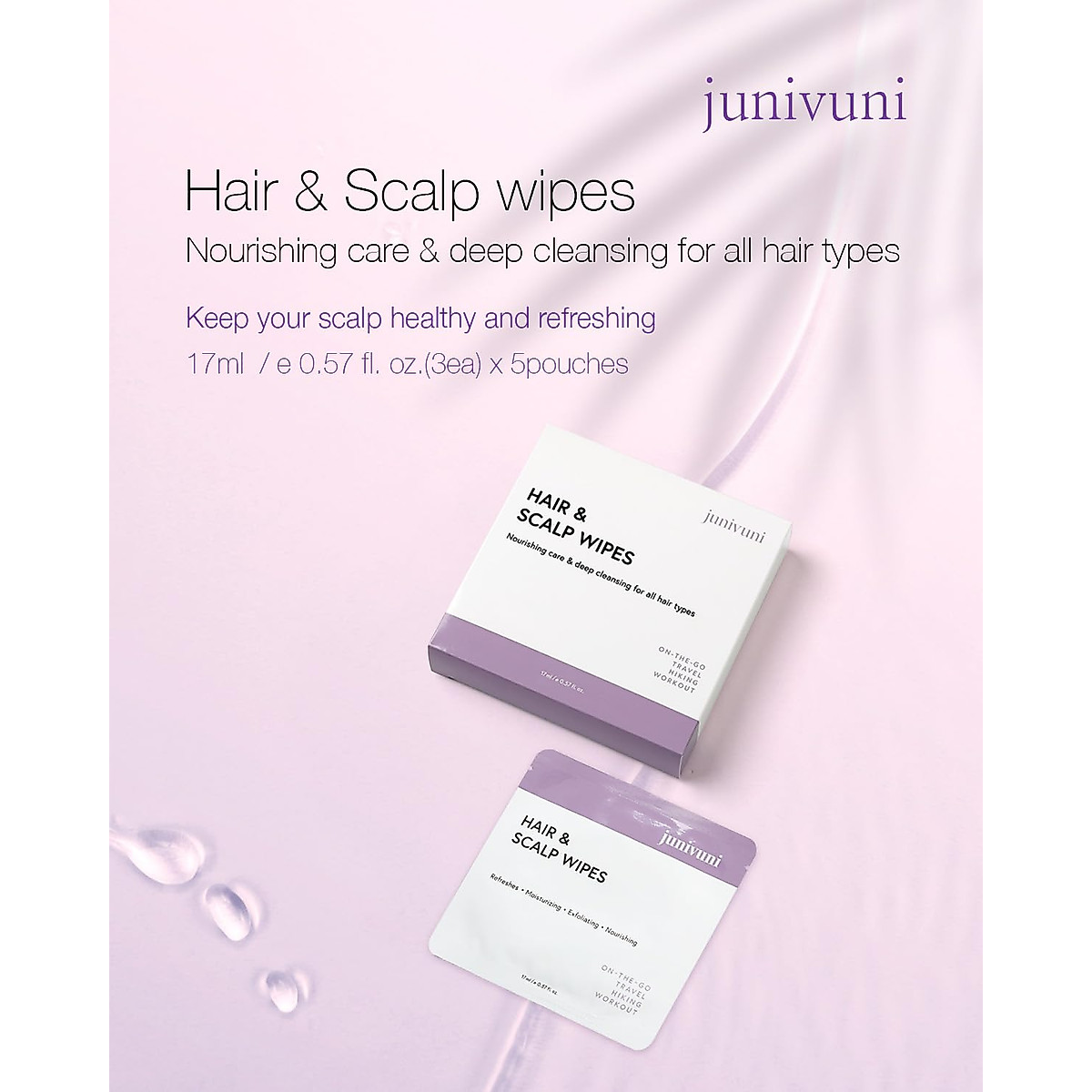 Junivuni hair scalp wipe - Soothe and Revive: Scalp Care Hair Cleansing Wipes - Refresh your hair, anywhere, anytime - Great for Braids, Dread hairstyles