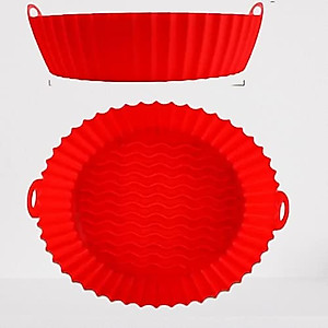 2-Pack inch 8.5 Air Fryer Silicone Liner Silicone Air Fryer Container Intensity Safe fryers Silicone Pot Round for Air fryer Stove Frill 5QT Pink+Red