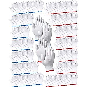 60 Pairs Cotton Work Gloves Garden Gloves Men Women Hand Cotton Safety Gloves for Industry Warehouse Gardening Construction, Red, Blue