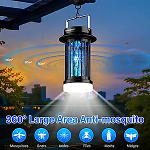 PALONE Bug Zapper for Outdoor Indoor, Mosquito Zapper Rechargeable Fly Killer, Portable Electric Fly Traps, Mosquito Killer, Insect Pest Control with LED Light for Backyard, Patio, Camping, Fishing