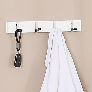 DXHAWRK Wall Mounted Floating Coat Rack Wooden Entryway Coat Hat Hanger Rack Rail with 5 Retractable Hooks Space-Saving for Clothes Towel Purse Robes The Entryway, Bathroom, Bedroom, Kitchen, Mudroom