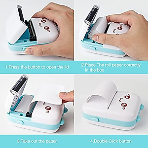 SEDSEY Pocket Mini Printer, Bluetooth 4.0 Wireless Mini Thermal Printer Photo Printer Label Memo Receipt Notes Paper Portable BT Inkless Printing Smart Thermal Printer for Study Home Office