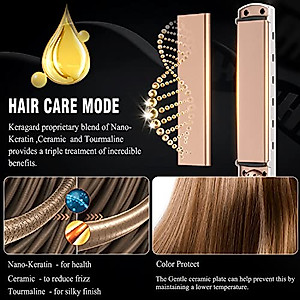 Keragard Hair Straightener,1.25 inch Flat Iron for Hair,Professional Negative Iron Flat Iron with 22 Adjustable Temp,Dual Voltage Flat Iron,2-in-1 Hair Straightener Flat Iron