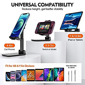 Licheers Cell Phone Stand, Angle Height Adjustable Phone Stand Holder for Desk (Black-LC352)