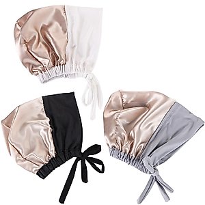 Lucky staryuan ® 3Pack Soft Muslim Turban Hat Inner Hijab Caps Underscarf Bonnet Hat Headwear for Cancer (White Black Grey)