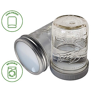 Leak Proof Platinum Silicone Sealing Lid Inserts/Liners for Mason Jars (10 Pack, Wide Mouth)